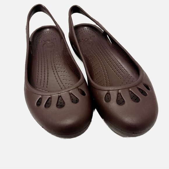 CROCS | Shoes | Crocs Womens Brown Malinda Slip On Slingback Flats Size ...